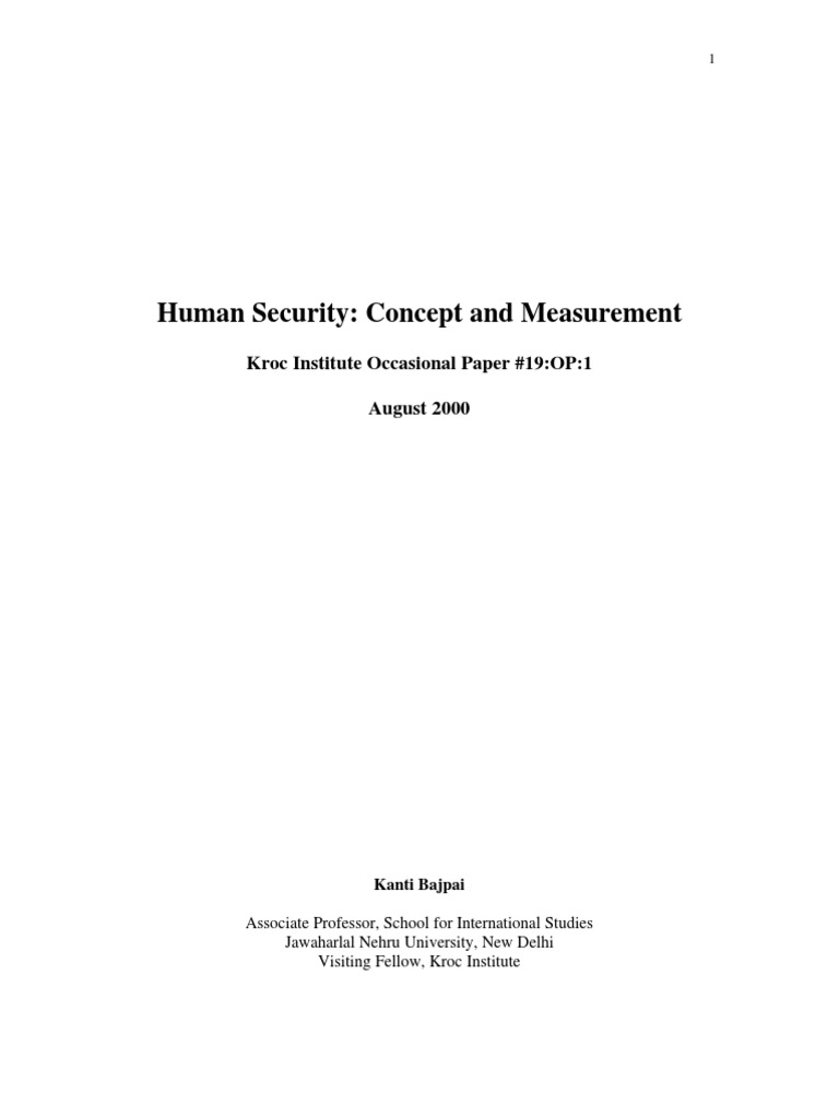Human Security Concept and Measurement | PDF | Human Security | Violence