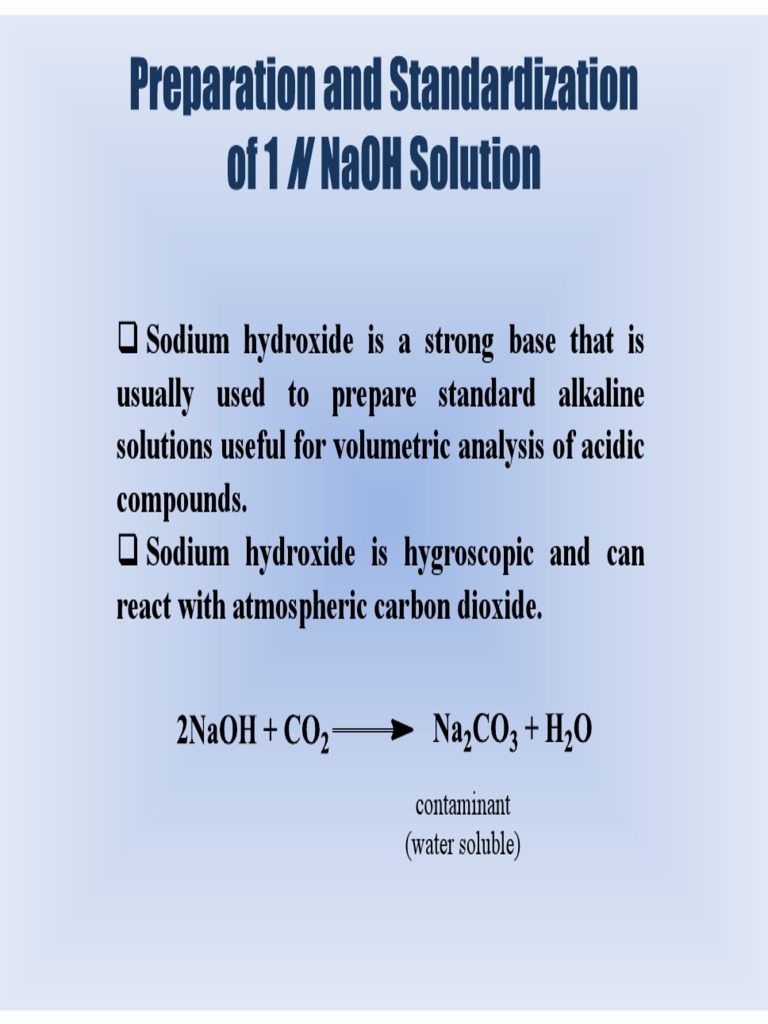 Standardization of NaOH Solution PDF | PDF | Hydroxide | Sodium Hydroxide
