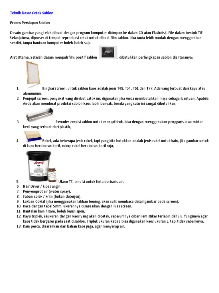 Teknik Dasar Cetak Sablon | PDF | Griya & Taman | Seni