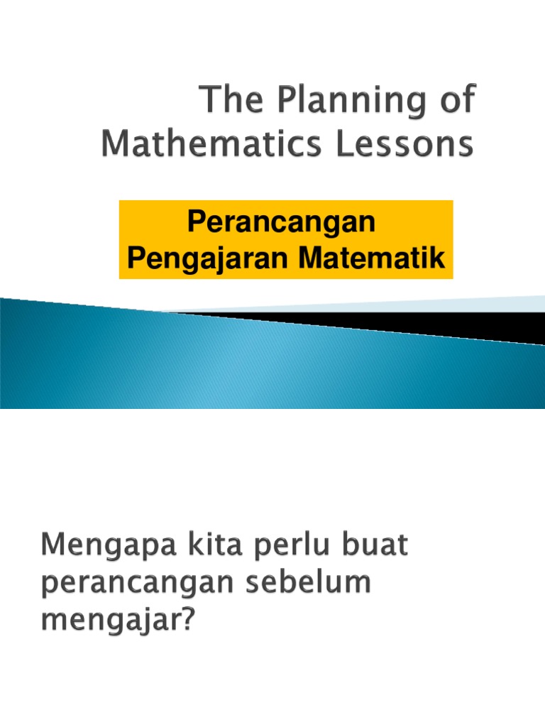 The Planning of Mathematics Lessons | PDF | Classroom | Learning