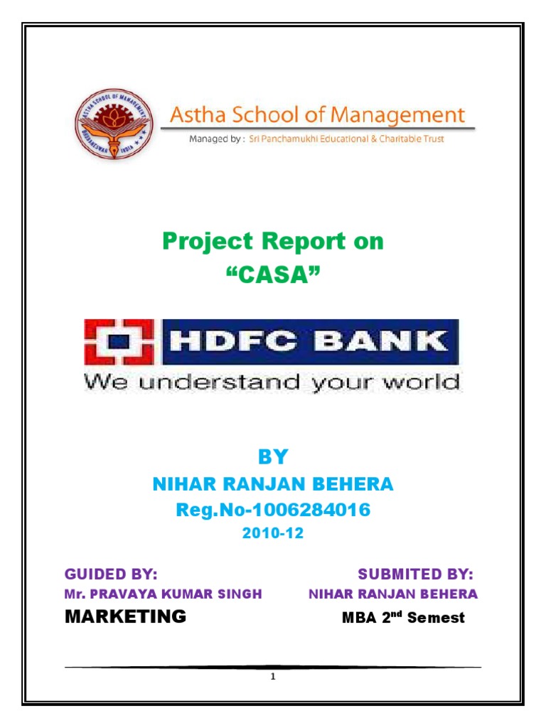Project Report on"CASA" in HDFC | PDF | Transaction Account | Cheque