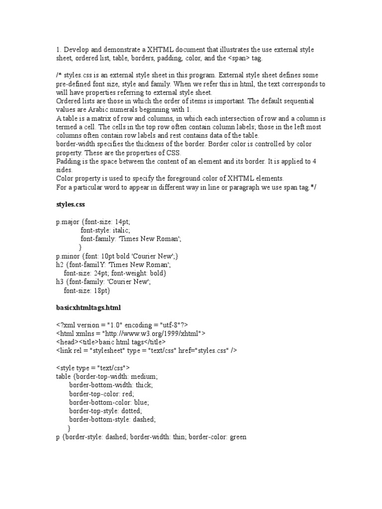 Web Lab Manual | PDF | Html Element | Cascading Style Sheets