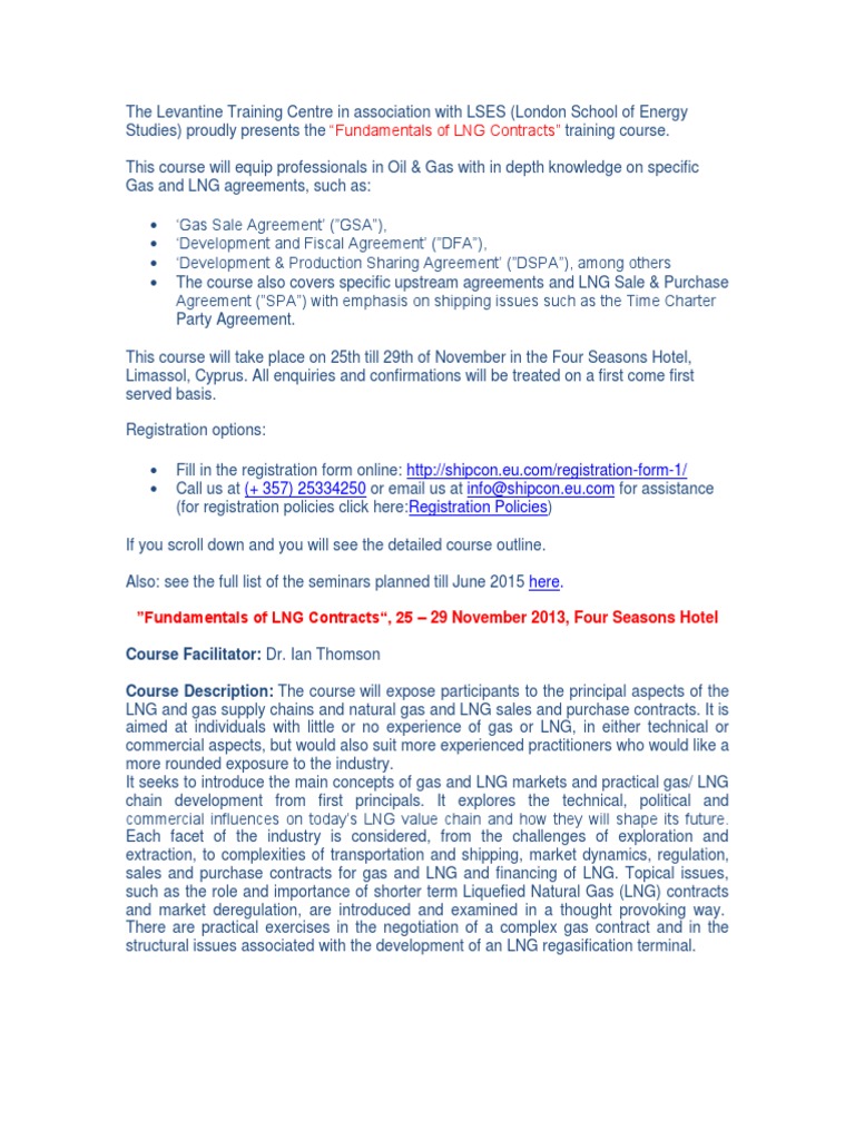 Fundamentals of LNG Contracts | PDF | Liquefied Natural Gas | Natural Gas