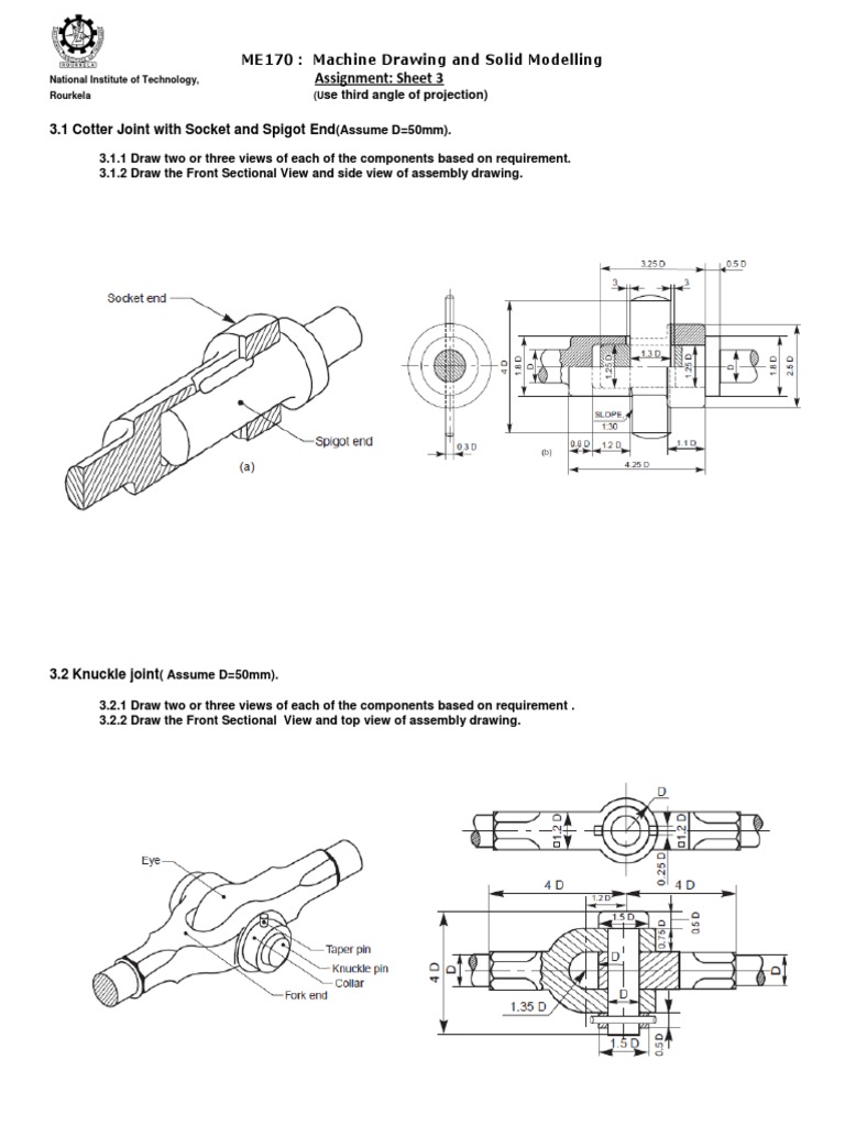 Assignment: Sheet 3: ME170: Machine Drawing and Solid Modelling | PDF ...
