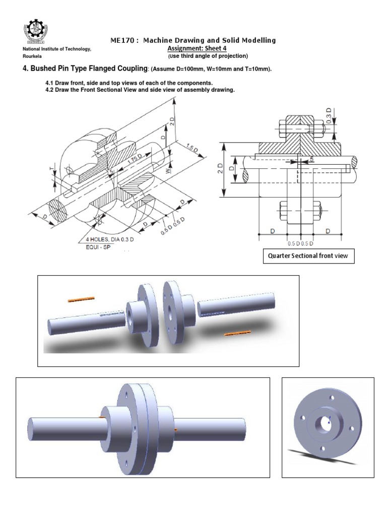Assignment: Sheet 4: ME170: Machine Drawing and Solid Modelling | PDF
