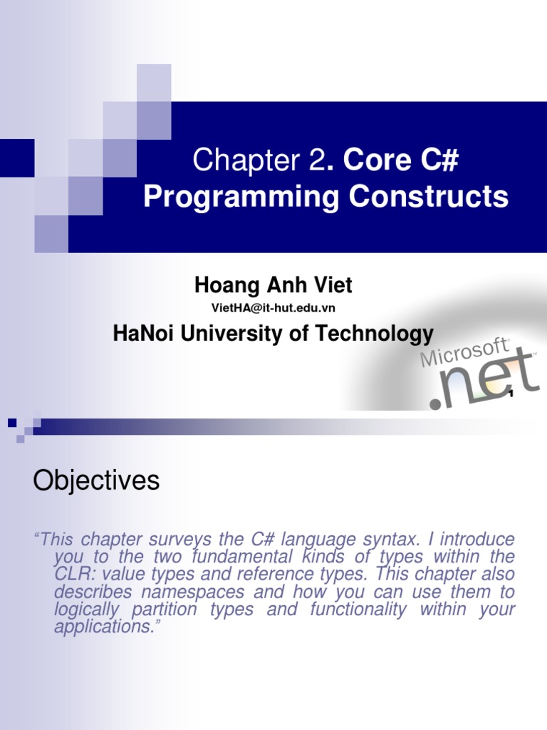 Chapter02 Core C# Programming Construct | Download Free PDF | C Sharp (Programming Language ...