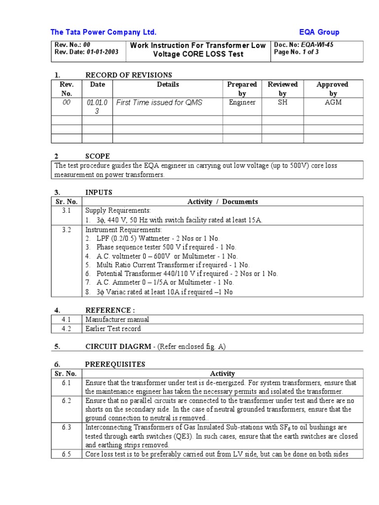 Core Loss Test | PDF | Transformer | Electric Power