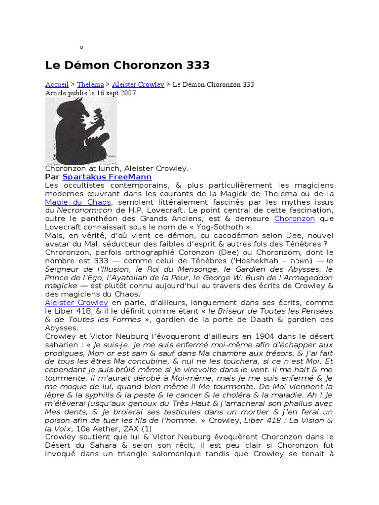 Le Démon Choronzon 333 | PDF | Magie (Paranormal) | Thelema