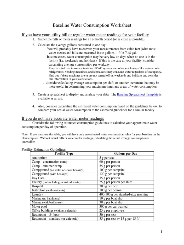 Baseline Water Consumption Calculation Guide | PDF | Campsite | Water Use