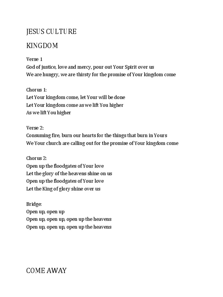Jesus Culture Worship Lyrics Collection | PDF | Mercy | Heaven