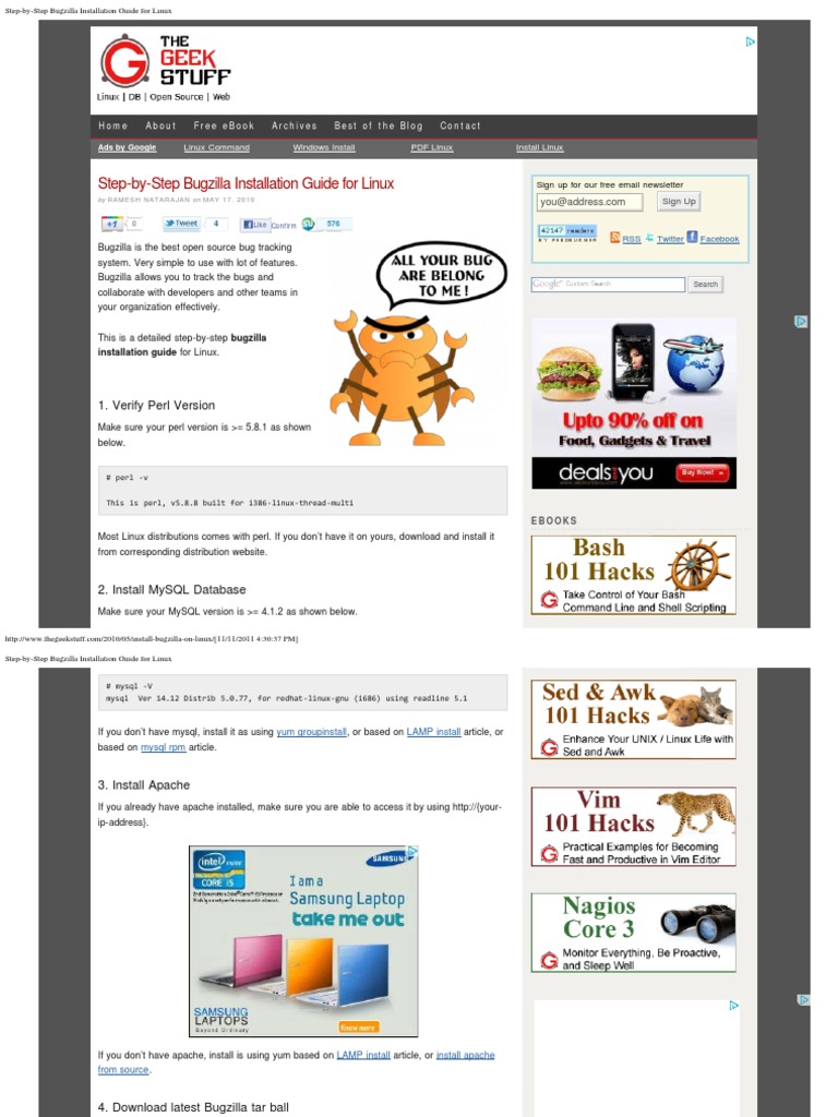Step By Step Bugzilla Installation Guide For Linux Pdf Pdf Perl Visual Cortex 
