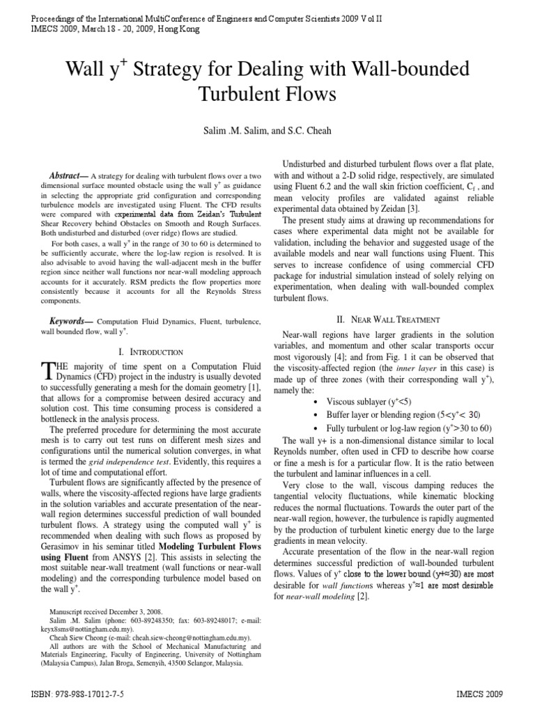 Wall Y+strategy For Dealing With Wall Bounded Turbulents Flows PDF ...