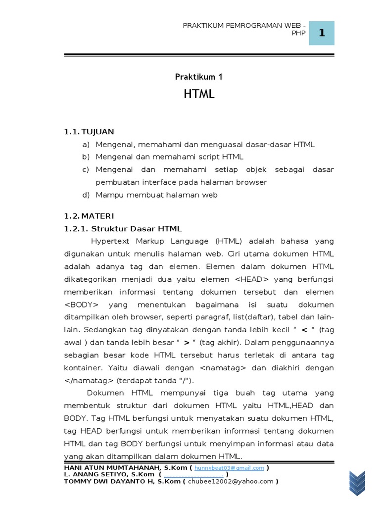 Modul Praktikum Pemrograman Web 1 Sampai 6 | PDF | Teknologi & Rekayasa