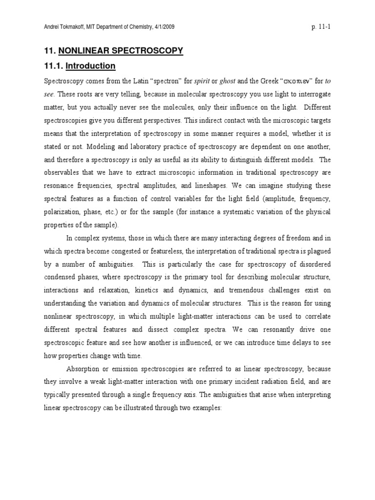 11.1.-4. Nonlinear Spectroscopy 4-09 | PDF | Nonlinear Optics ...
