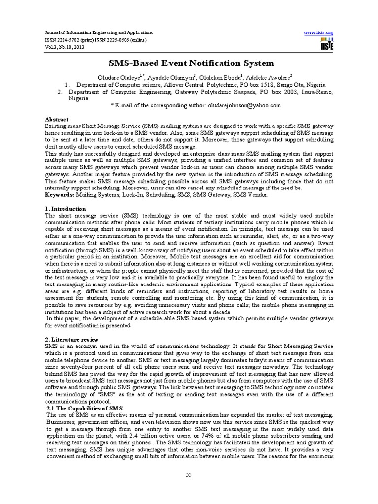 Sms Based Event Notification System Pdf