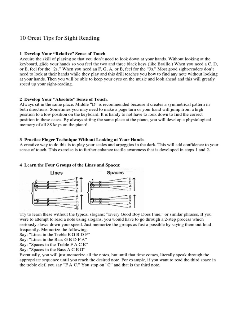 10 Tips for Effective Sight Reading | PDF | Clef | Musical Compositions