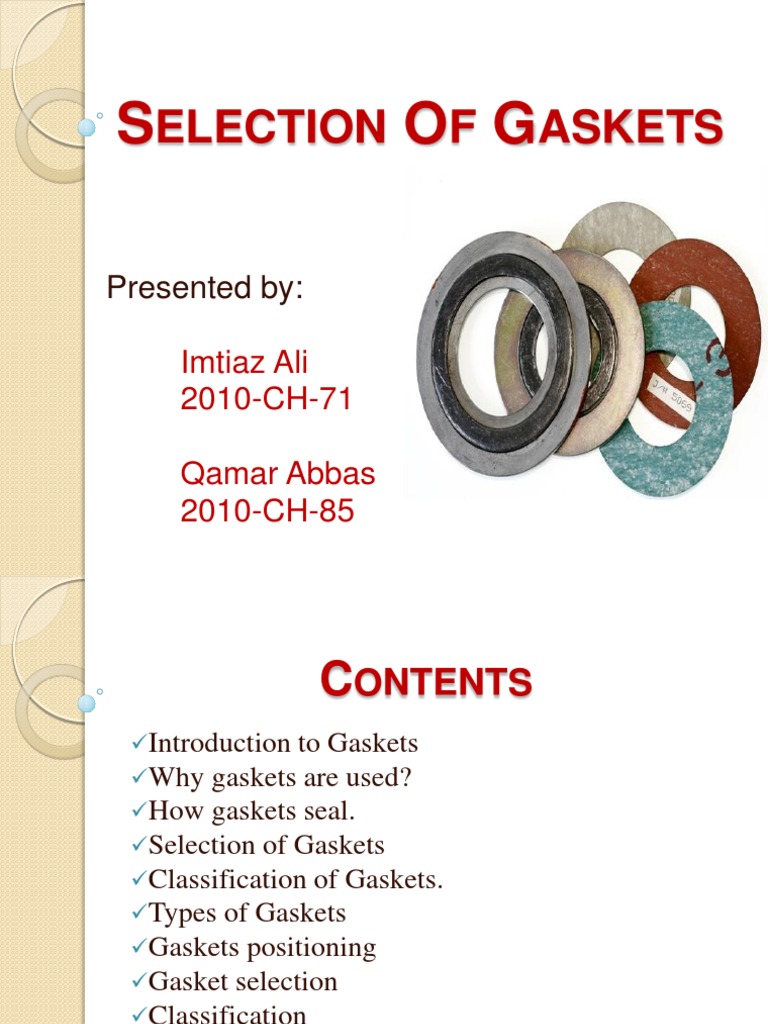 Gasket Selection and Types Guide | PDF | Applied And Interdisciplinary ...