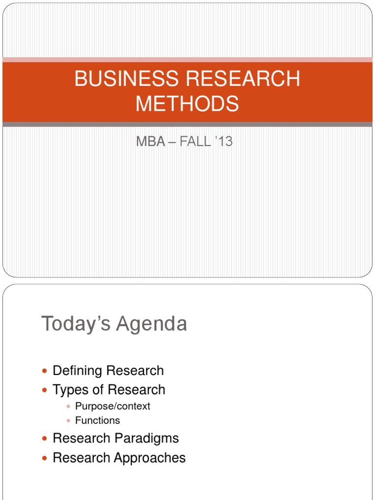 Business Research Methods: MBA - FALL '13 | PDF | Paradigm | Scientific ...