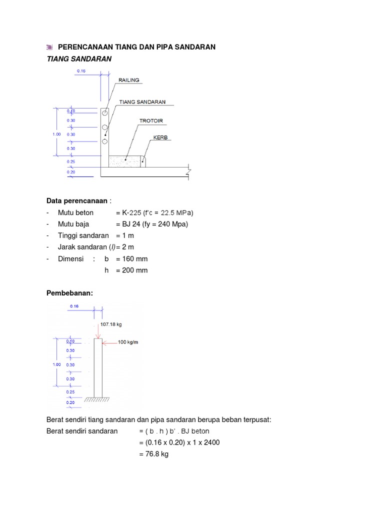 Perencanaan Tiang Dan Pipa Sandaran | PDF