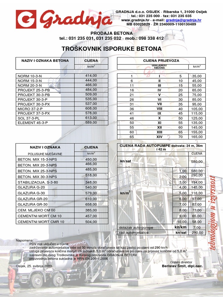 Cjenik Beton PDF | PDF