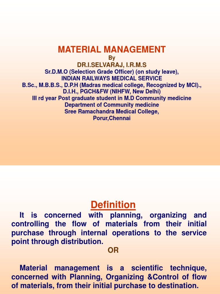 Overview of Material Management Principles | PDF | Procurement | Inventory