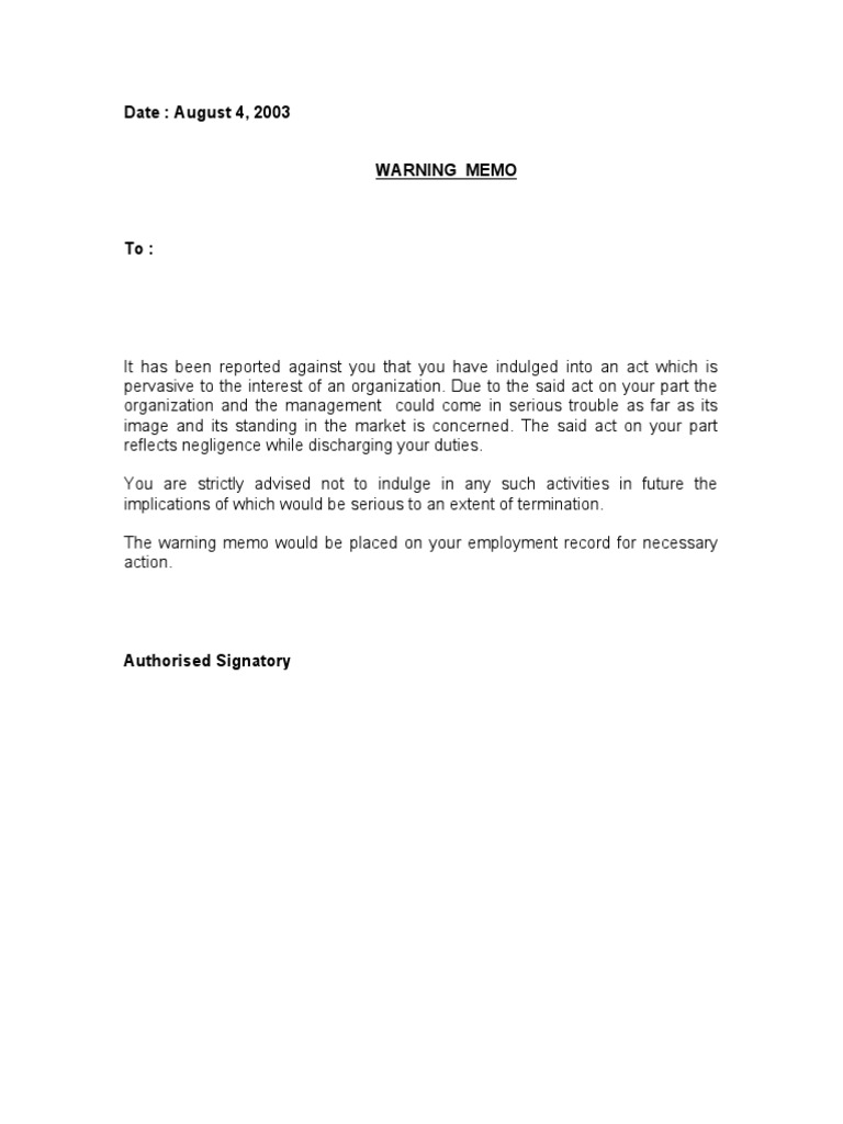 Warning Memo for Attendance Issues | PDF | Law