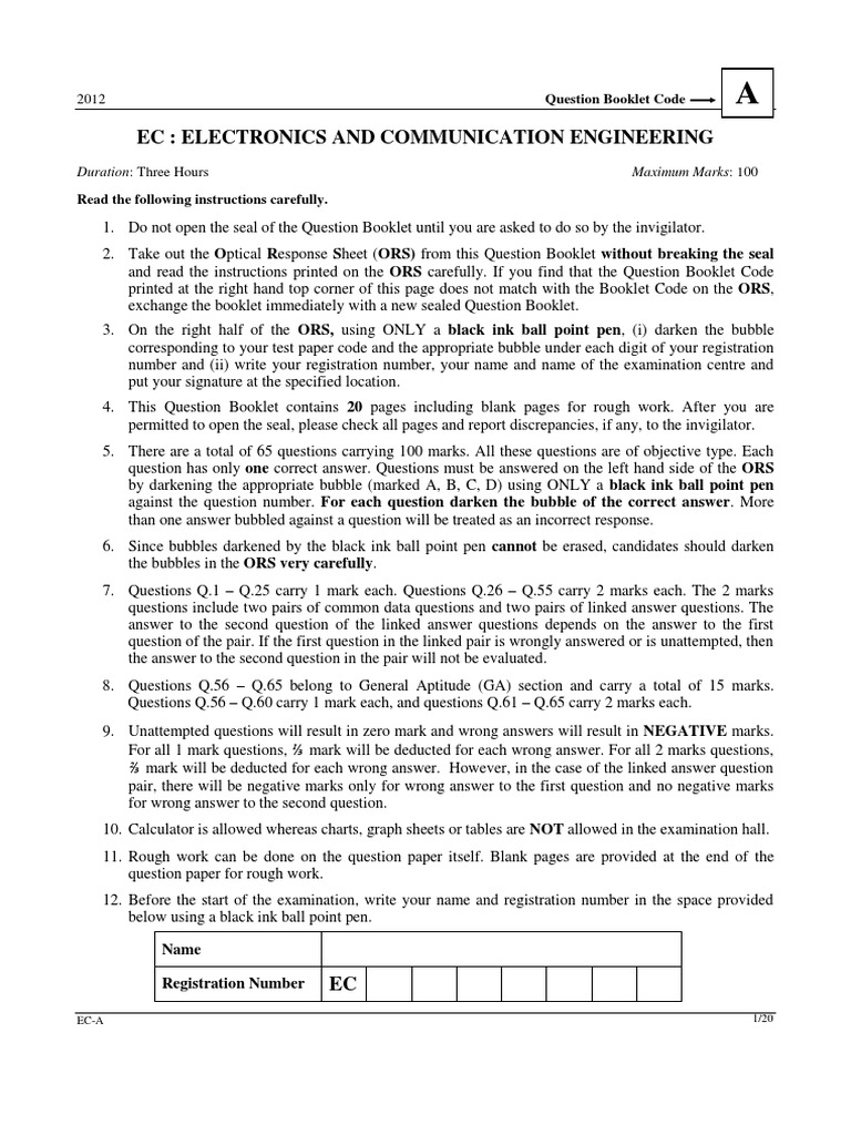 Gate Ece Question Paper | PDF | Hertz | Mosfet
