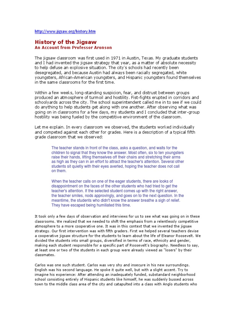 History of The Jigsaw: An Account From Professor Aronson | PDF ...