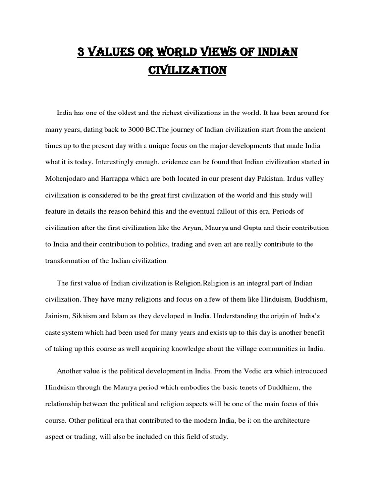 Indian Civilization: Values & History | PDF | Civilization | Jainism