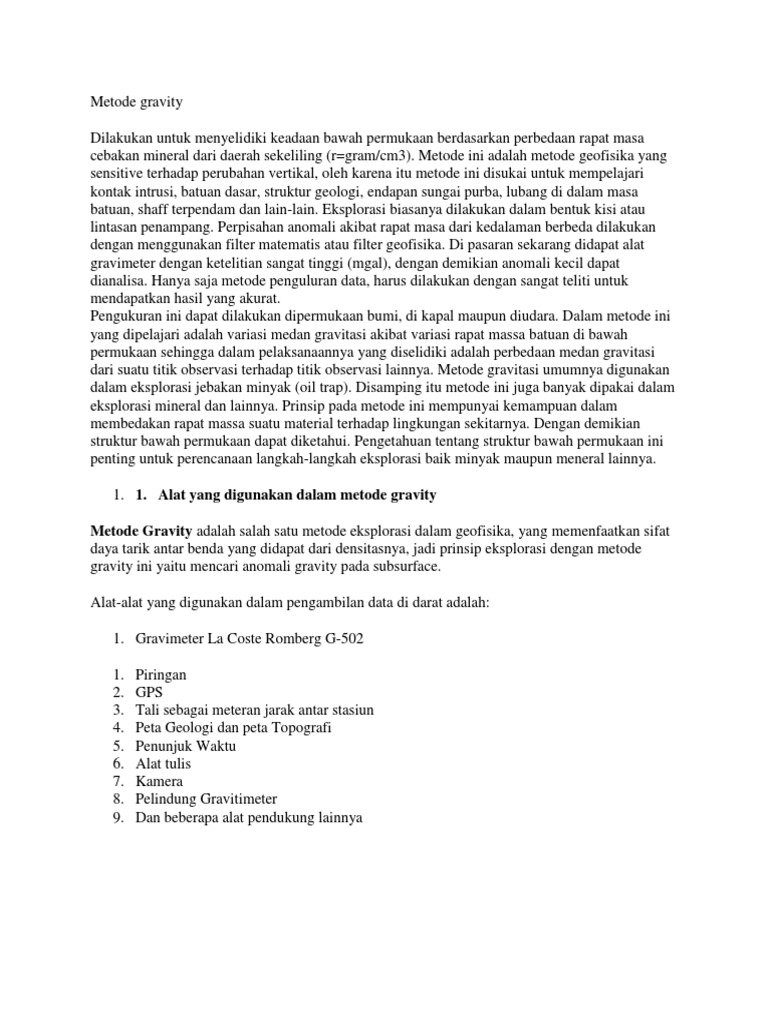 Metode Gravity dalam Eksplorasi Geofisika | PDF | Sains & Matematika ...