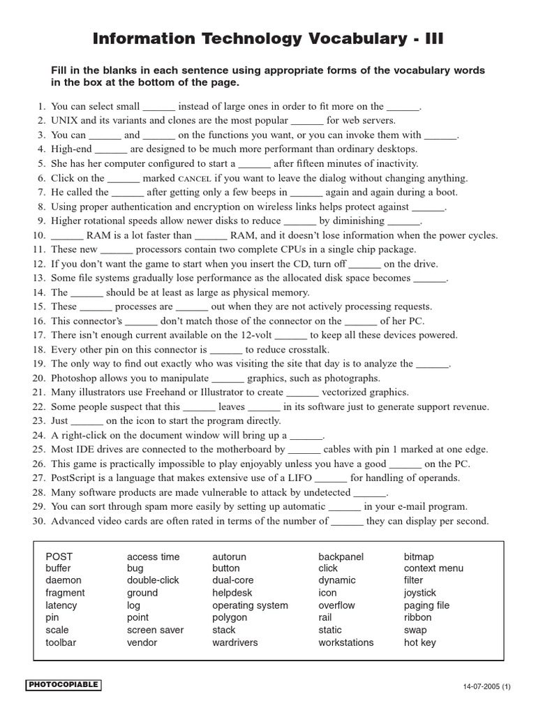 Vocabulary - Information Technology III | PDF | Computer Data Storage ...