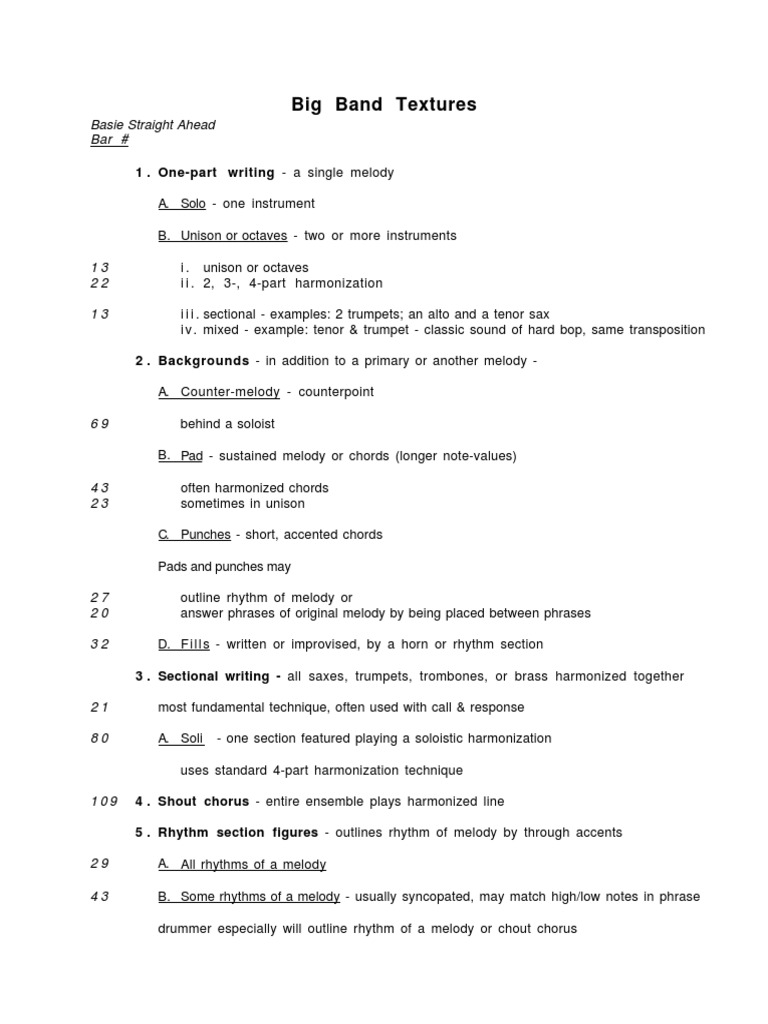 Jazz Band Arrangement Guide | PDF