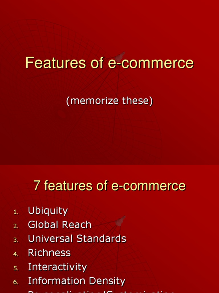 Features of E-Commerce | PDF | E Commerce | World Wide Web