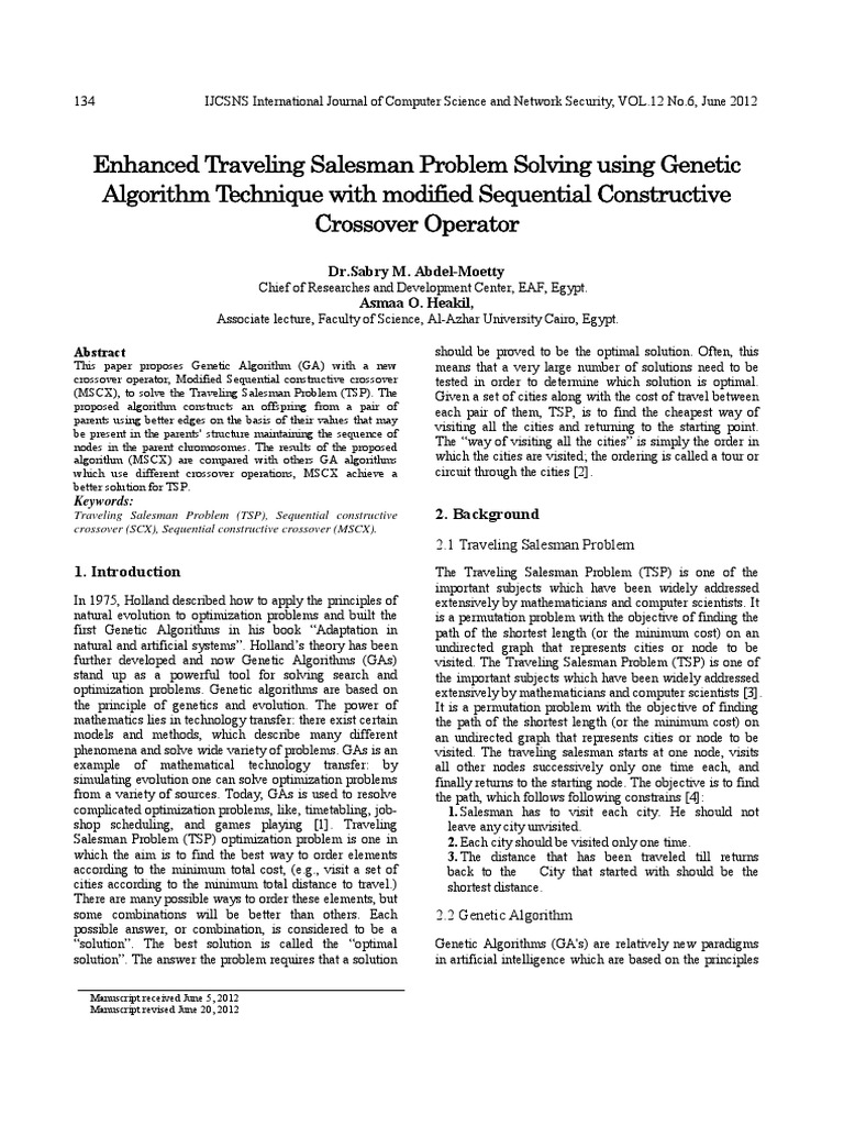 Enhanced Traveling Salesman Problem Solving Using Genetic Algorithm Technique With Modified