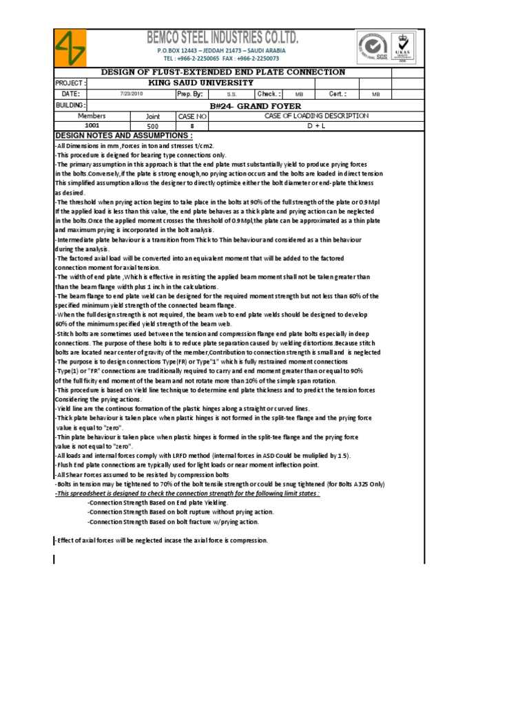 Design OF Flush-Extended End Plate Connections | PDF | Strength Of ...