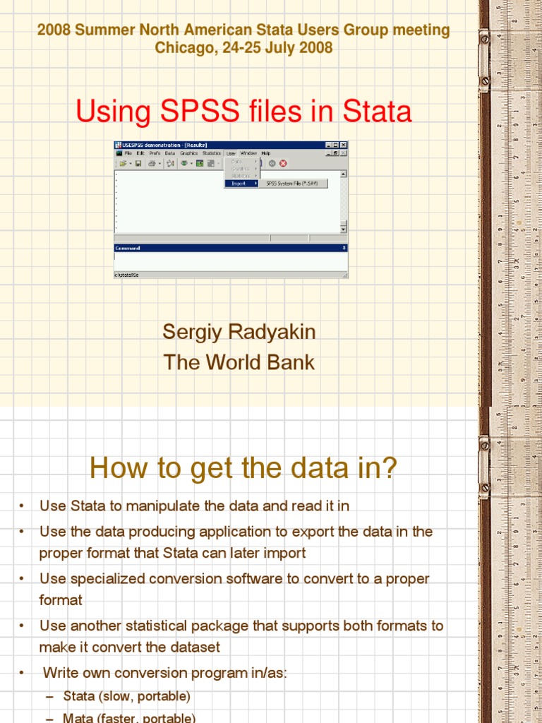 Using SPSS Files in Stata: Sergiy Radyakin The World Bank | PDF | Spss ...
