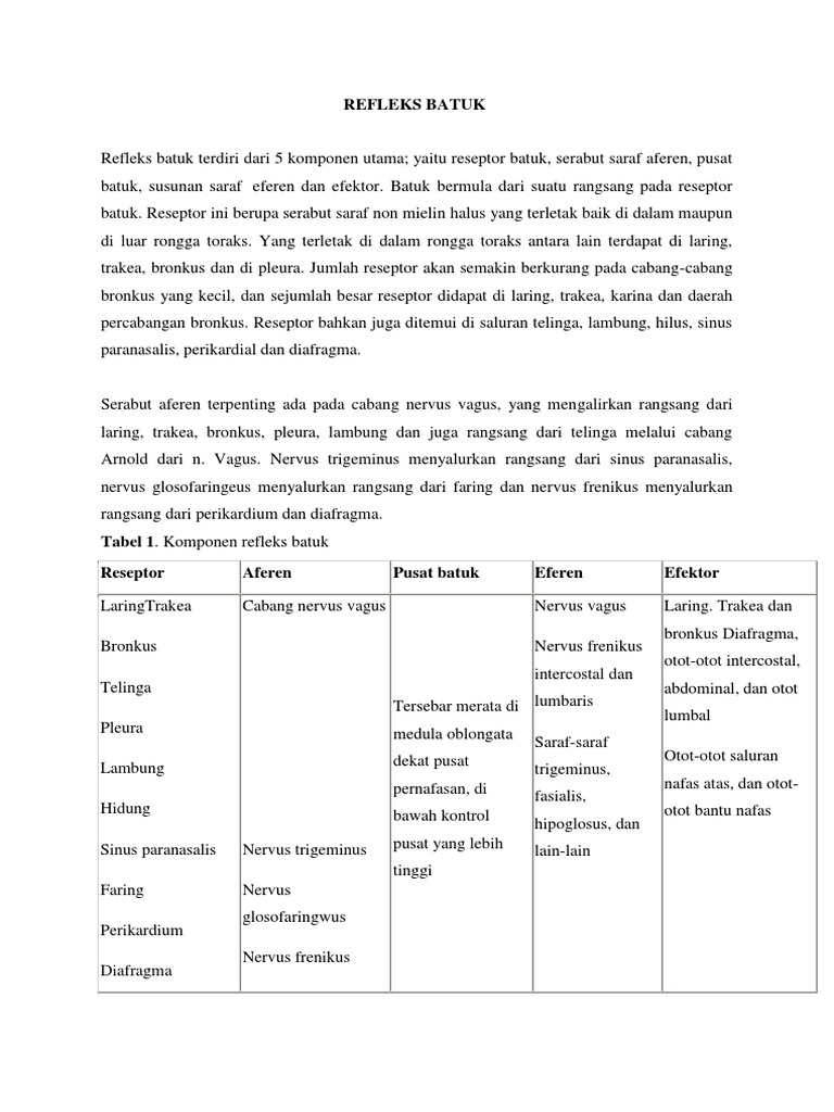 Mekanisme Refleks Batuk dan Fisiologinya | PDF