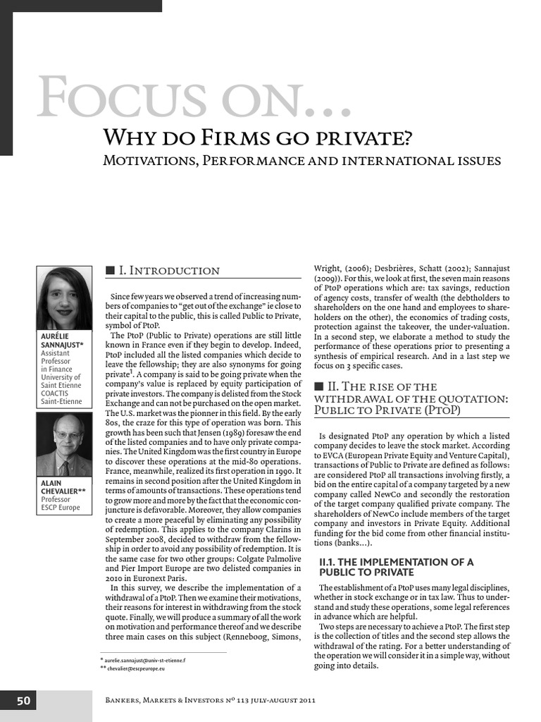 Why Do Firms Go Private | PDF | Leveraged Buyout | Private Equity