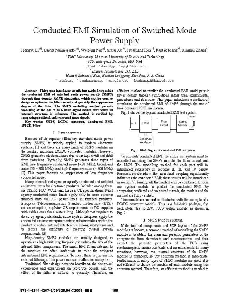 Conducted EMI Simulation of Switched Mode PDF | PDF | Electrical ...