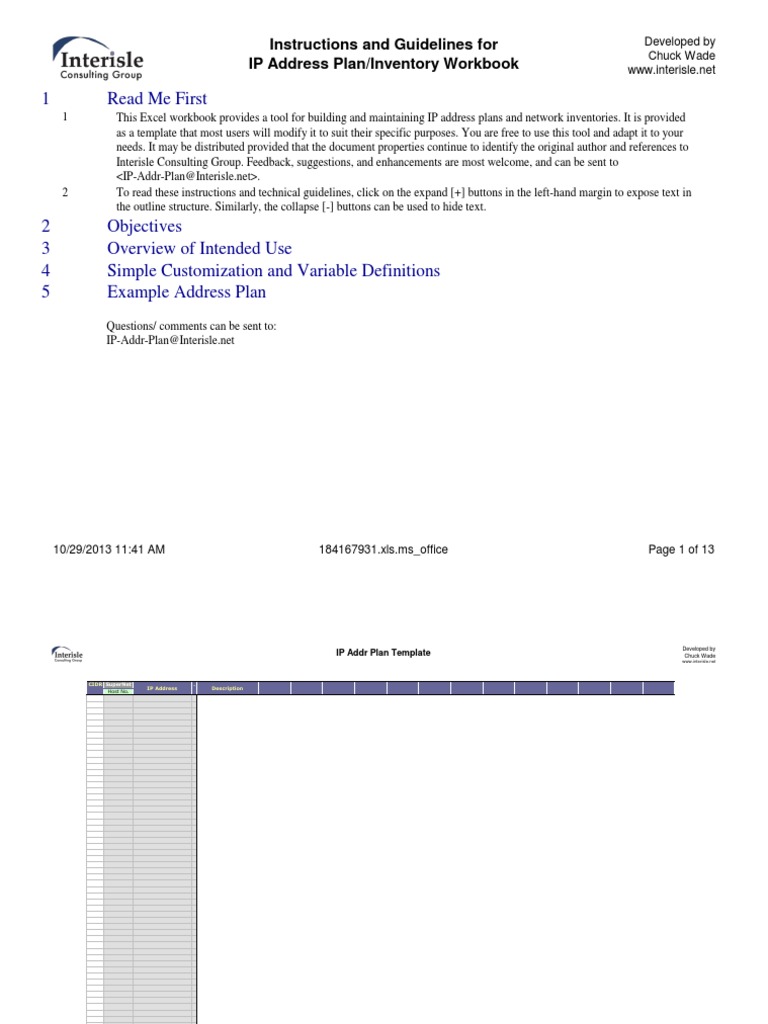 IP Address Plan Template Guide | PDF