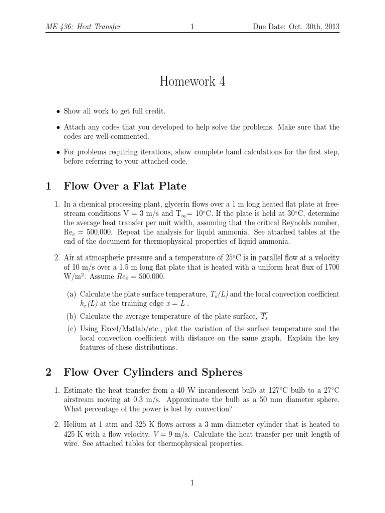 Homework 4 Heat Transfer | PDF | Heat Transfer | Heat