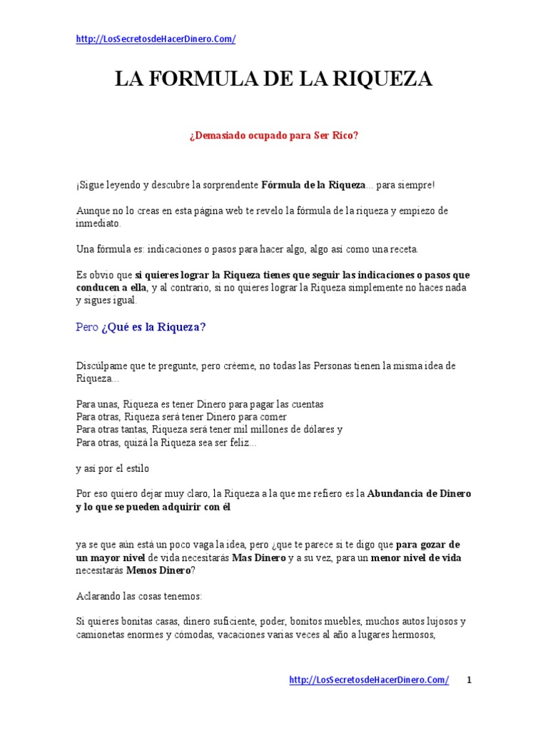 La Formula de La Riqueza | PDF | Toma de decisiones | Dinero