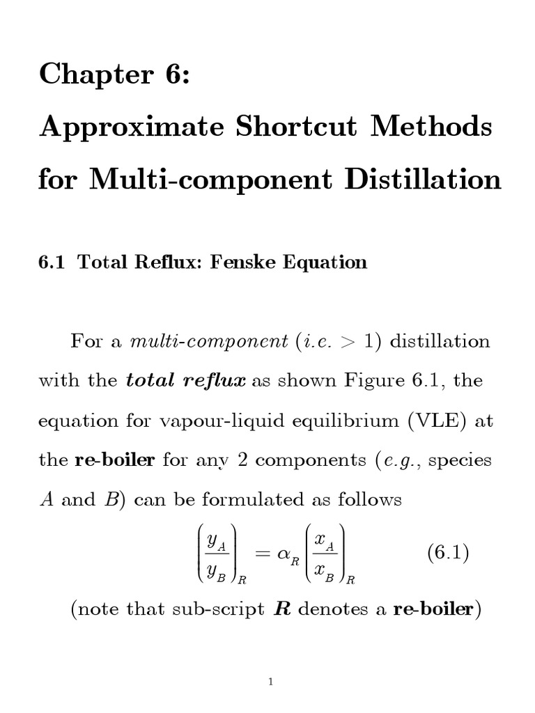 06 Approximate Methods For Multi-Component Distillation | PDF ...