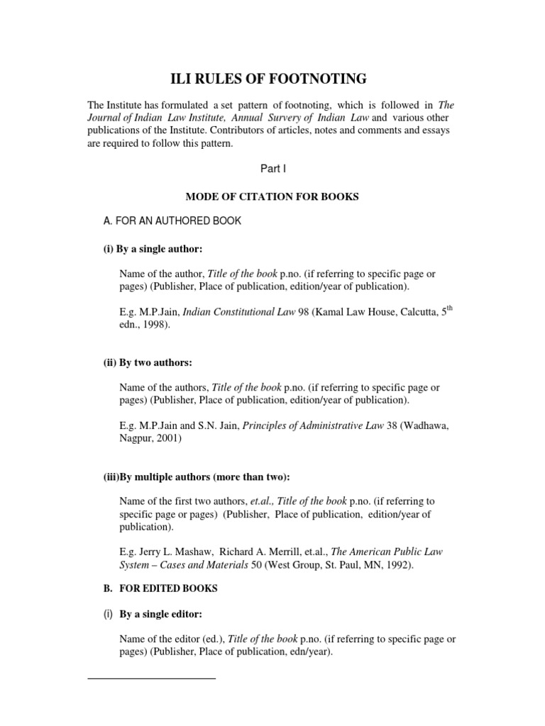ILI Footnoting and Citation Guidelines | PDF