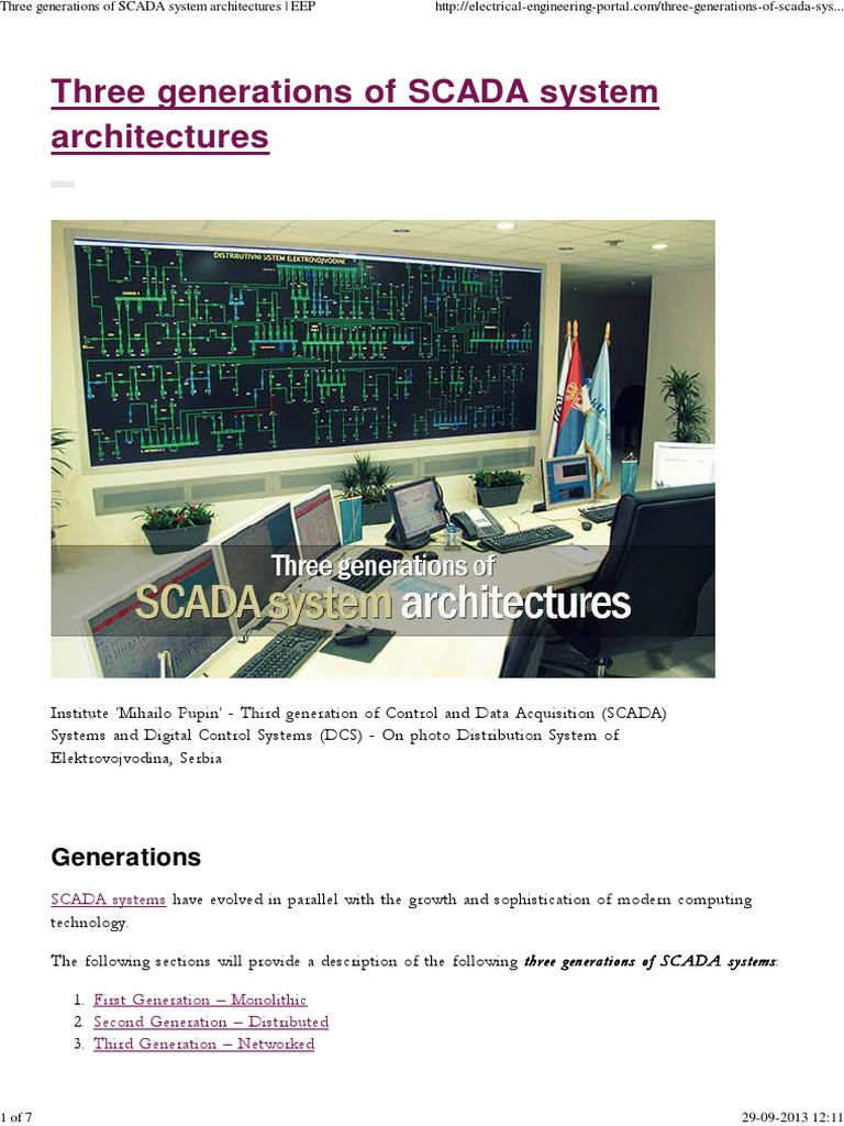 Three Generations of SCADA System Architectures - EEP | Download Free PDF | Scada | Computer Network