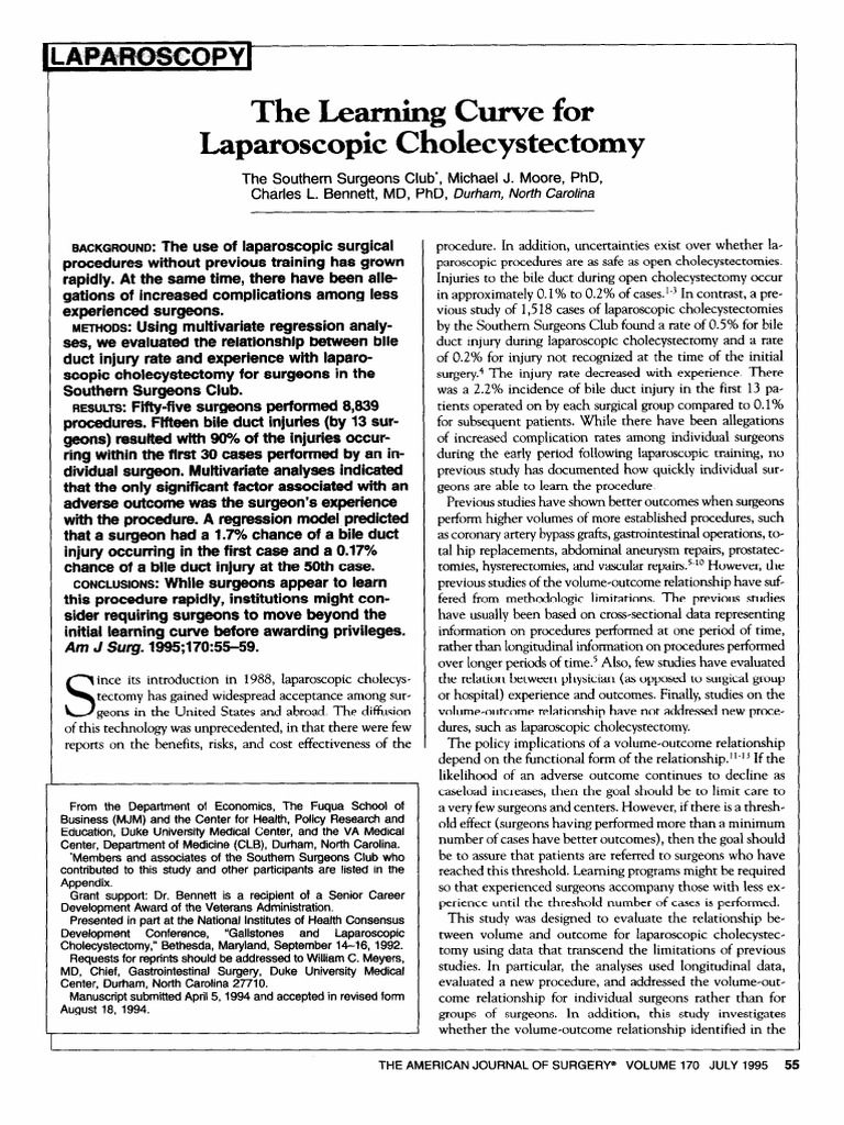 The Learning Curve For Laparoscopic Cholecystectomy PDF | PDF | Surgery | Medicine