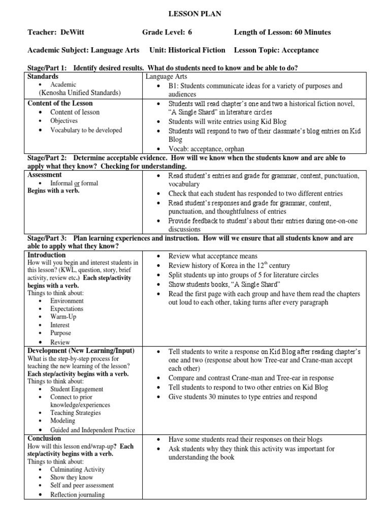 A Single Shard Lesson Plan | PDF | Lesson Plan | Vocabulary