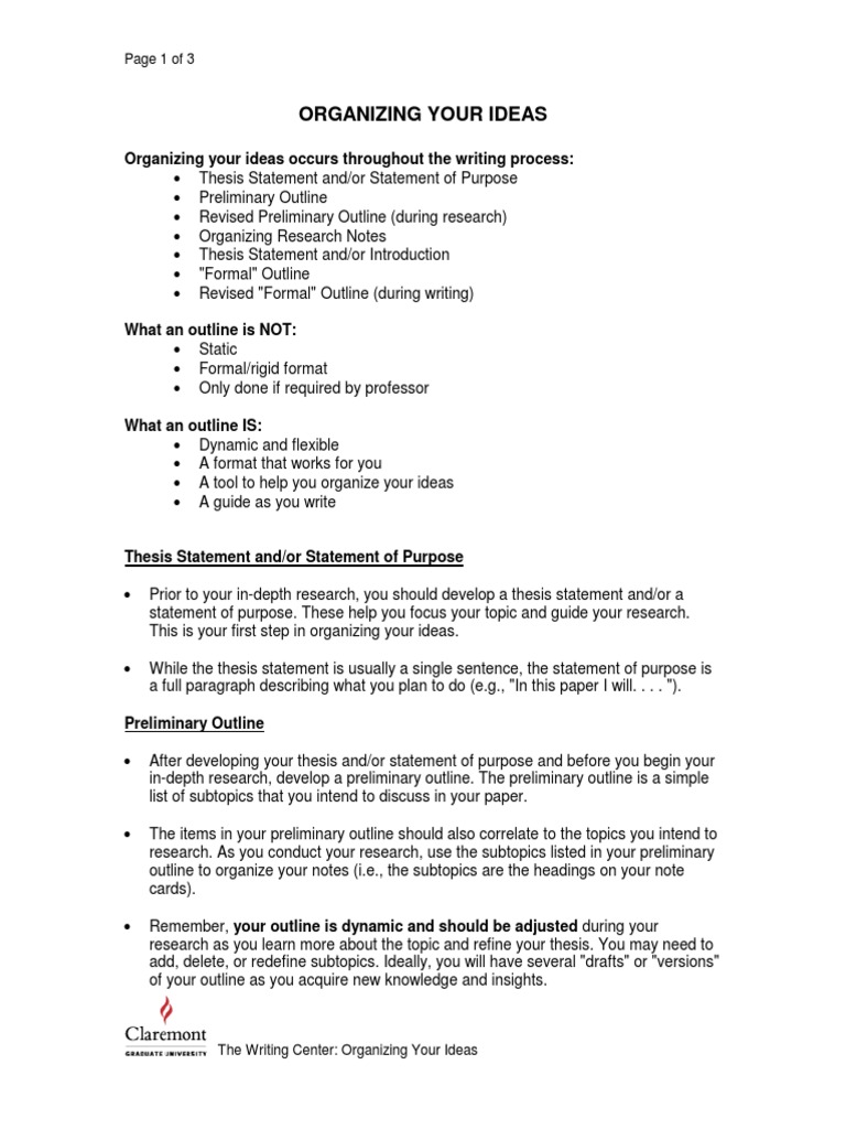 Organizing Your Ideas | PDF | Thesis | Cognitive Science