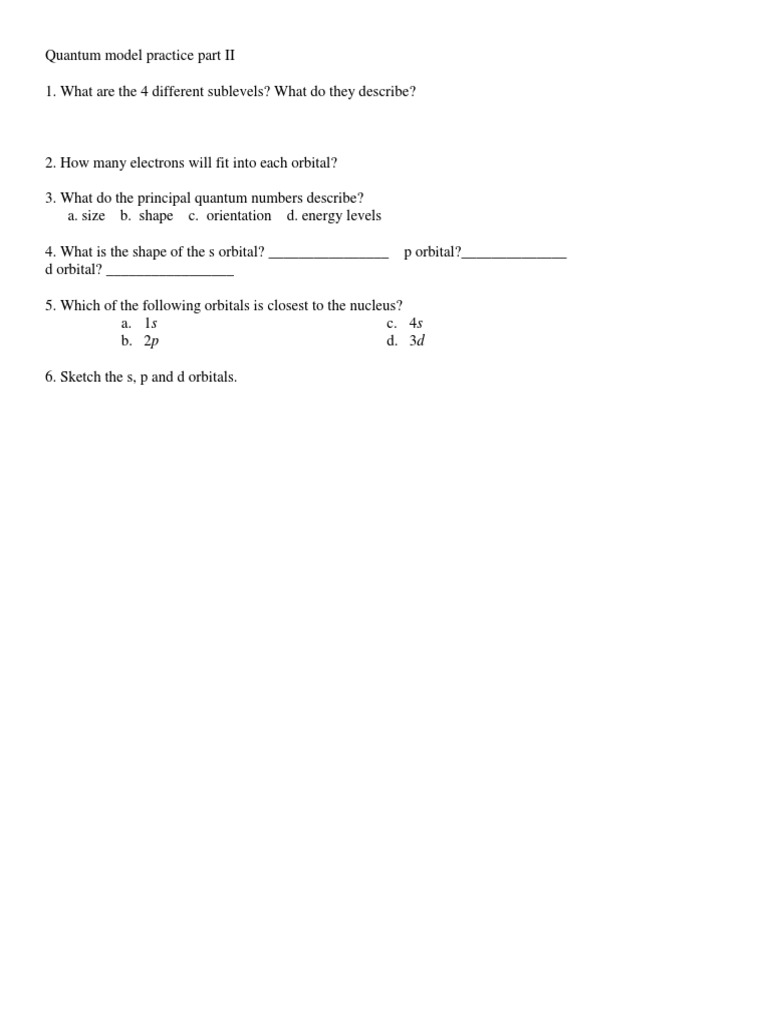 Quantum Model Practice Part II | PDF | Teaching Methods & Materials ...