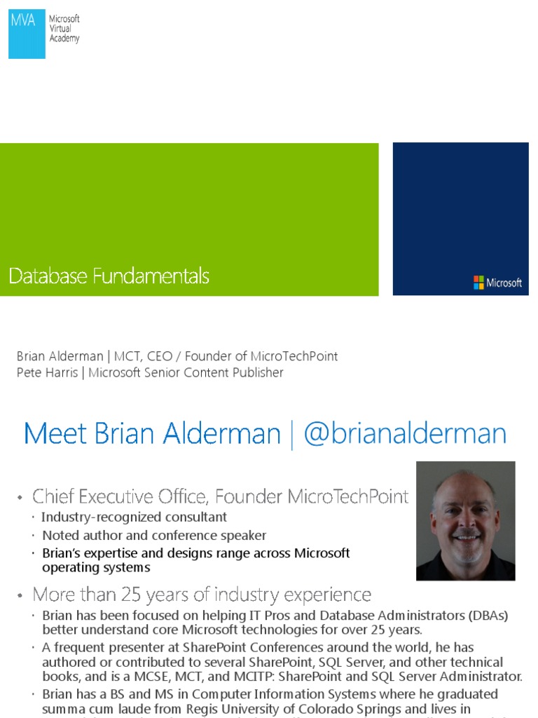 Module - 1 Introducing Core Database Concepts | PDF | Microsoft Sql Server | Share Point